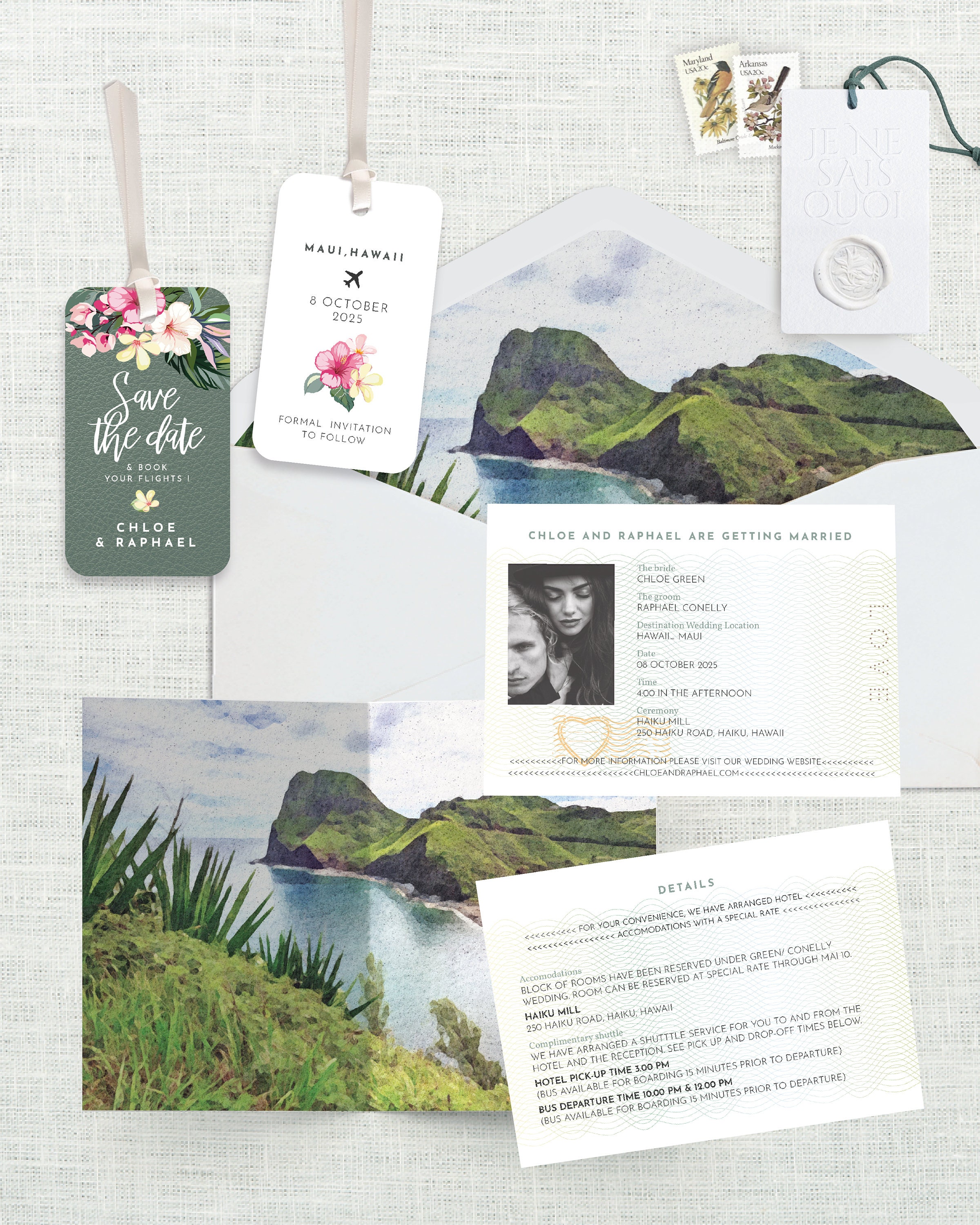 Passport Wedding Invitation Hawaii, Hawaii Wedding Invitation ...