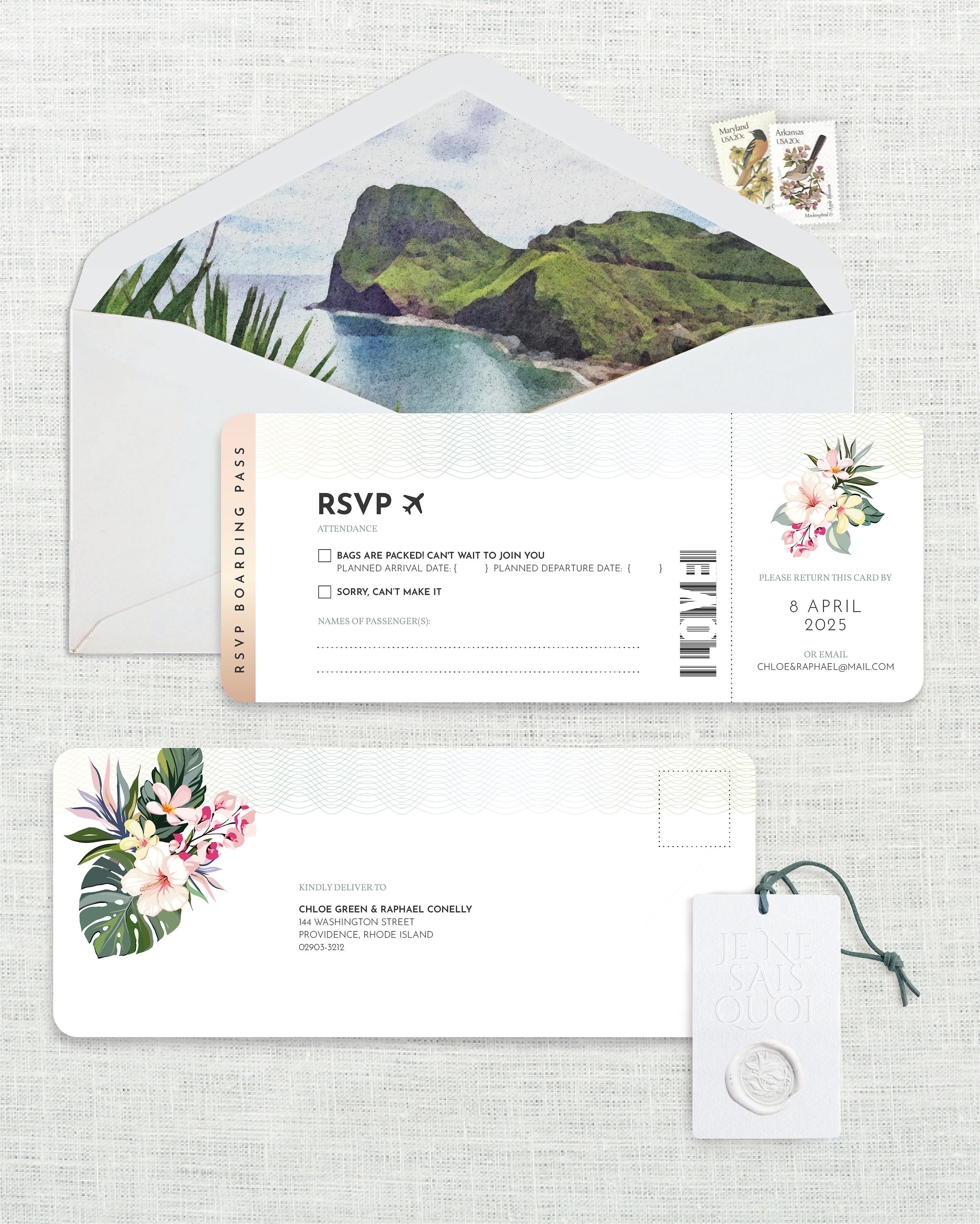 Passport Wedding Invitation Hawaii, Hawaii Wedding Invitation ...