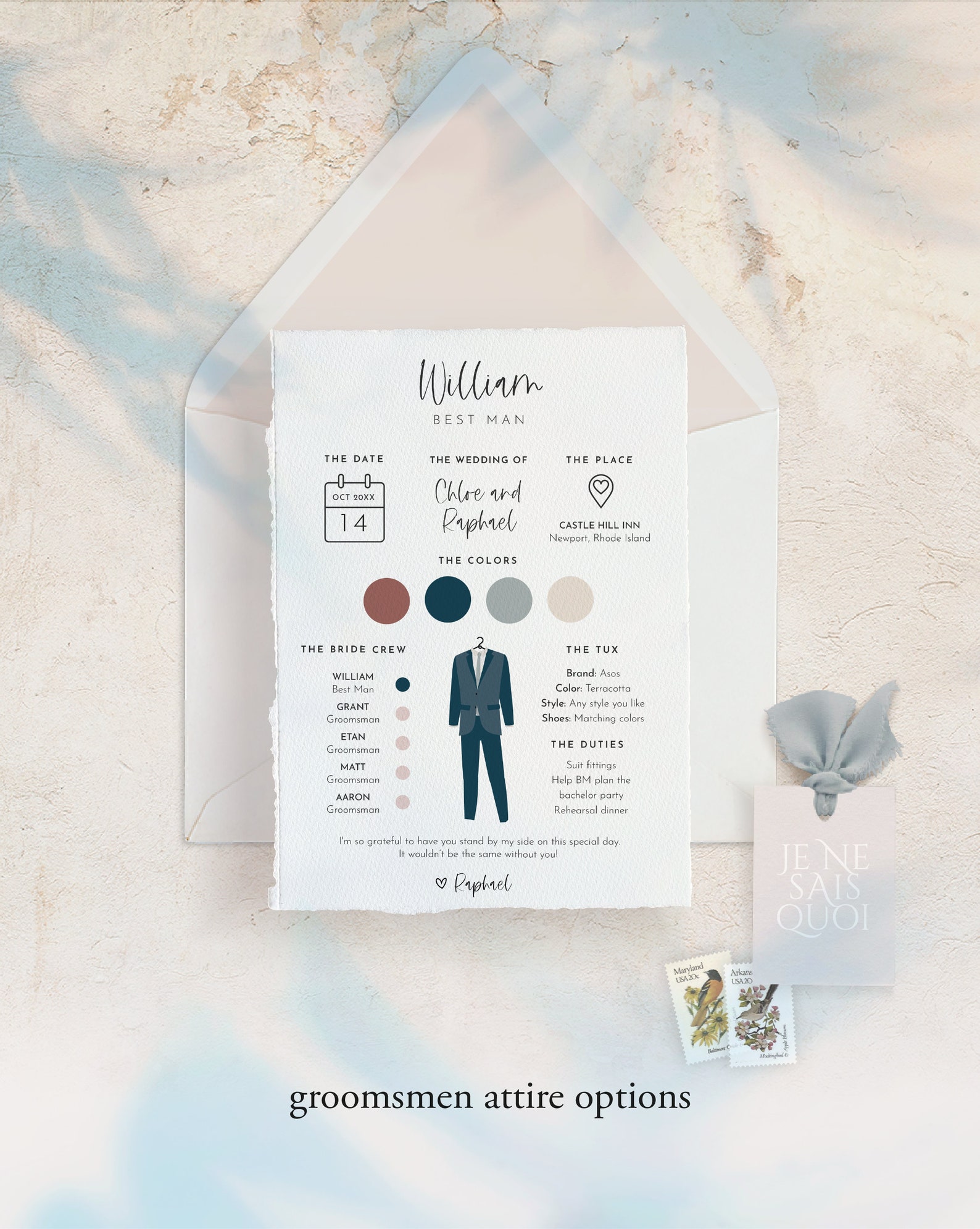 Bridesmaid Info Card Template Bridal Party Info Card - Etsy