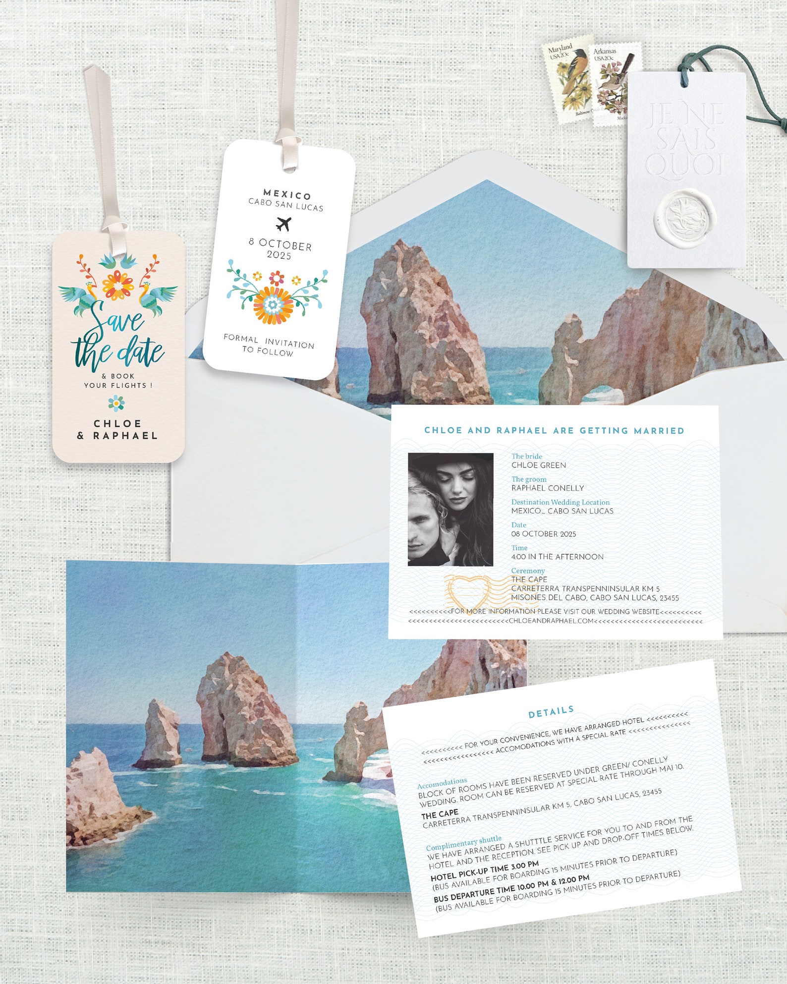 Cabo Wedding Invitation Passport Wedding Invitation Mexico - Etsy