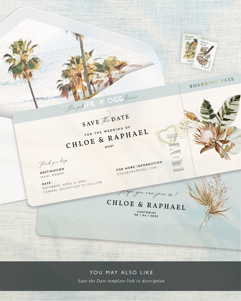 Destination Wedding Invitation Boarding Pass Invitation - Etsy