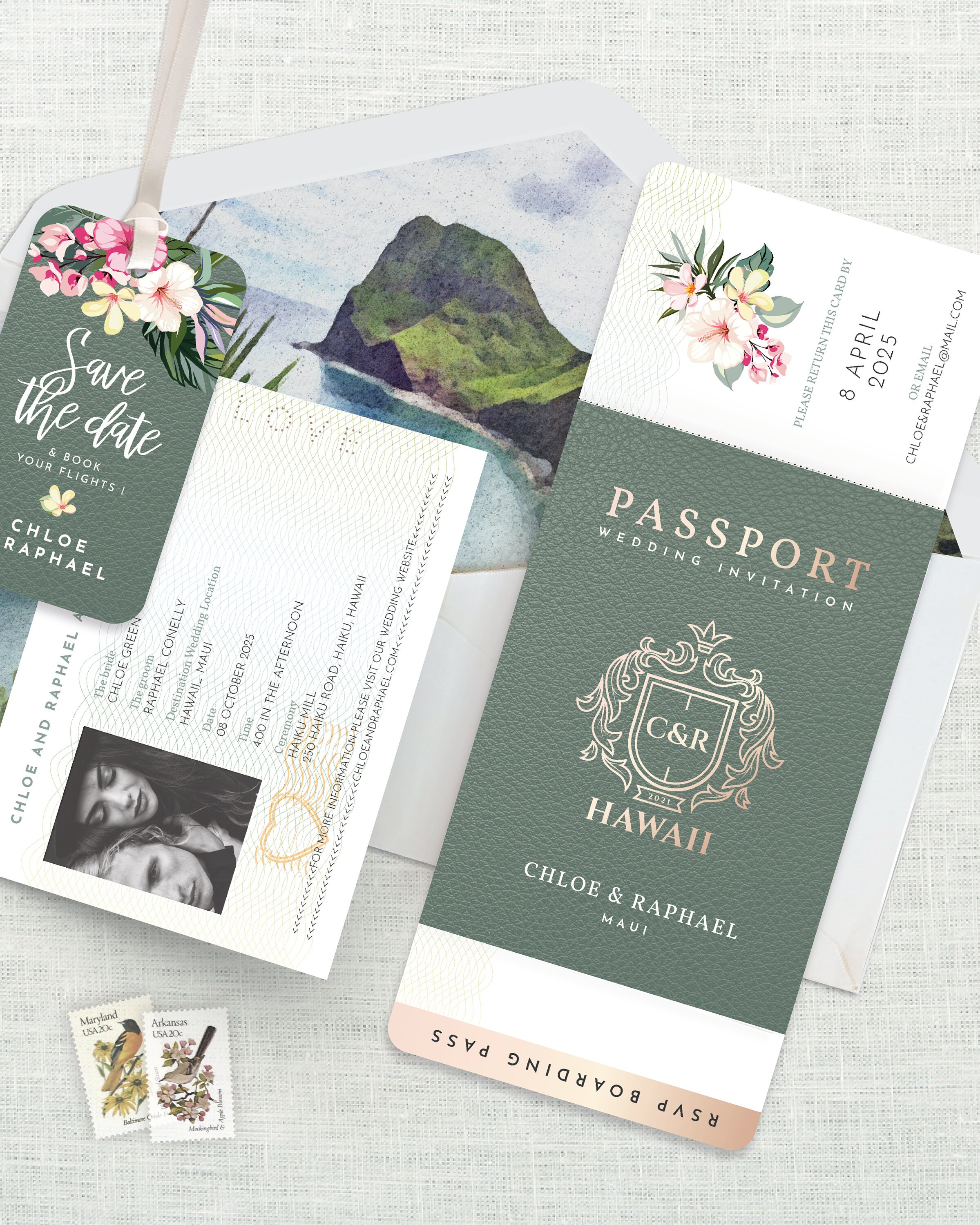 Passport Wedding Invitation Hawaii, Hawaii Wedding Invitation ...