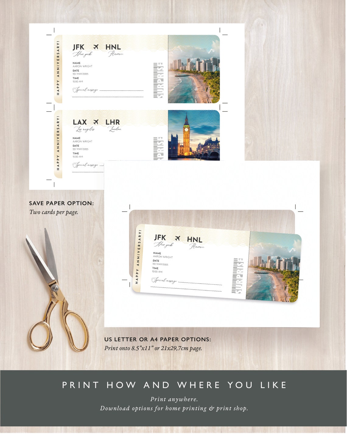 Editable Boarding Pass Template, Editable Boarding Ticket, Surprise ...