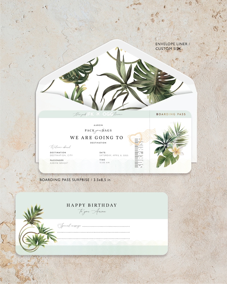 Boarding Pass Template Boarding Pass Surprise Editable Boarding Ticket Airline Ticket