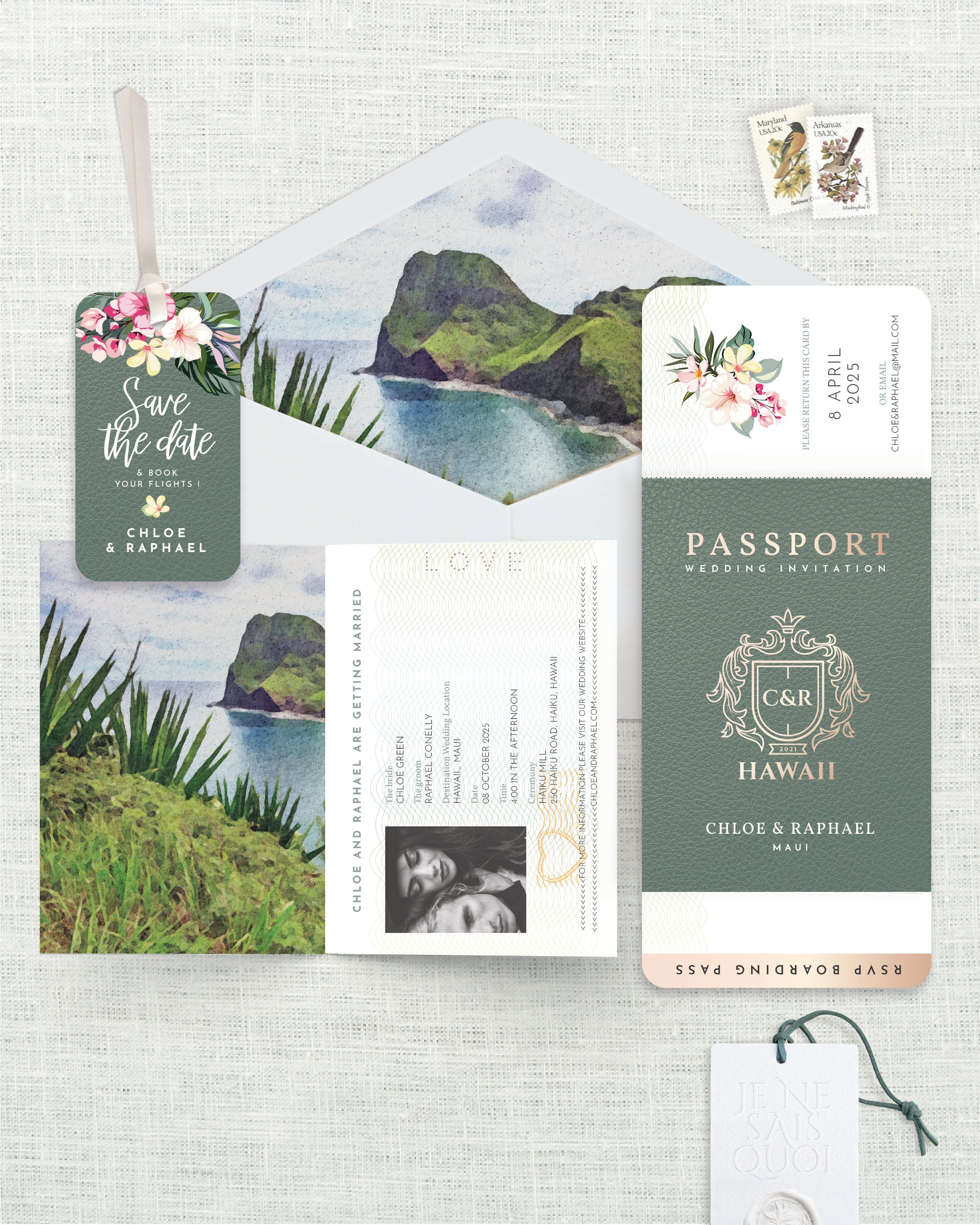 Passport Wedding Invitation Hawaii, Hawaii Wedding Invitation ...