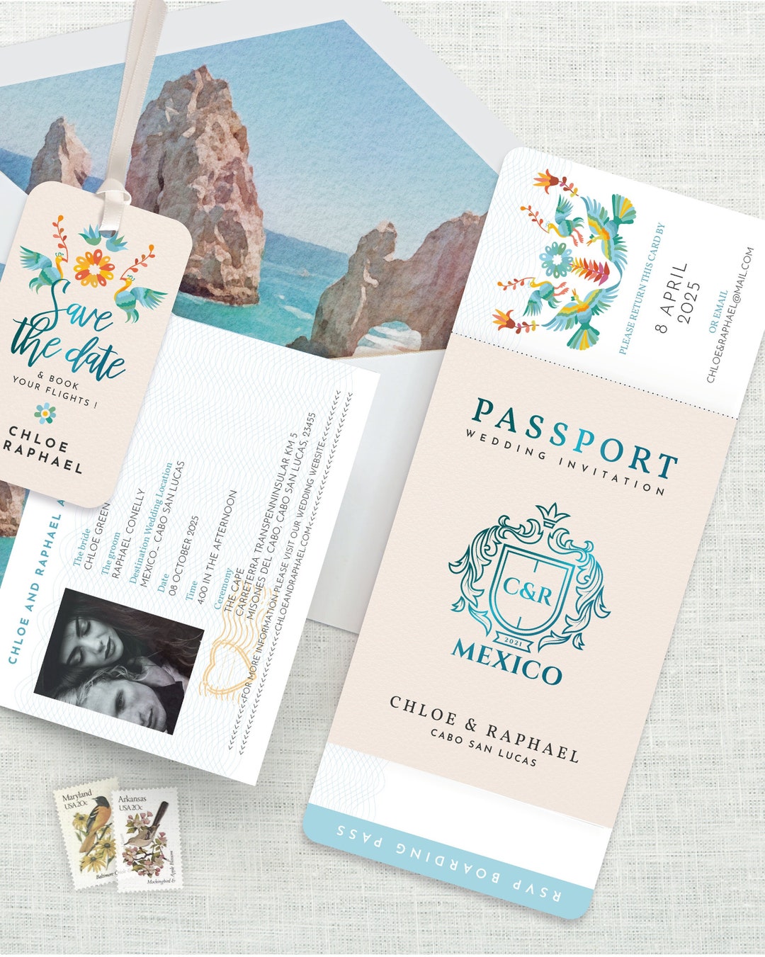 Cabo Wedding Invitation, Passport Wedding Invitation Mexico, Cabo San ...
