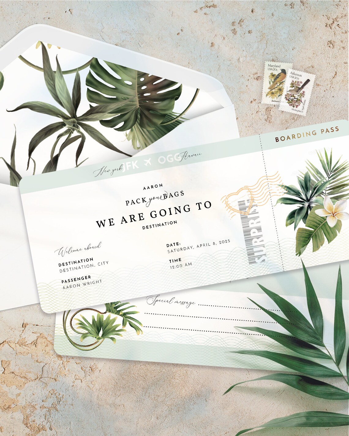 Boarding Pass Template Boarding Pass Surprise Editable - Etsy