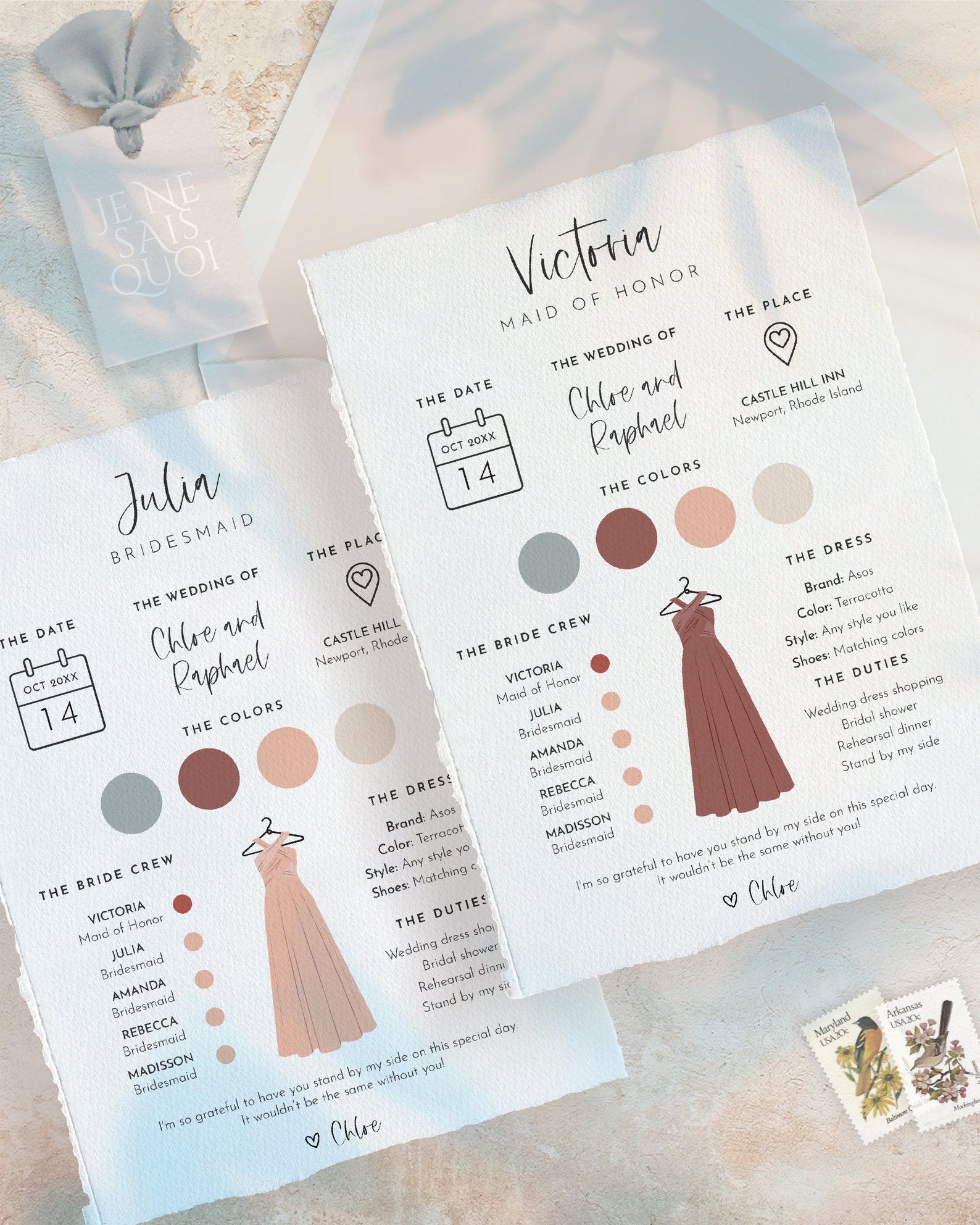 Bridesmaid Info Card Template Bridal Party Info Card - Etsy