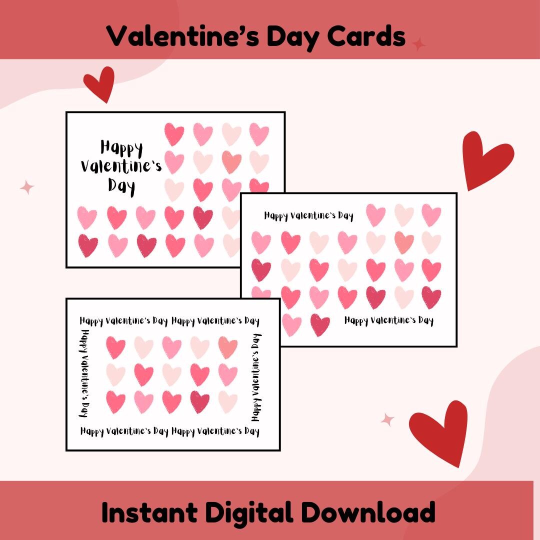 Printable Valentines Cards, Classroom Valentines Day Cards, Kids ...