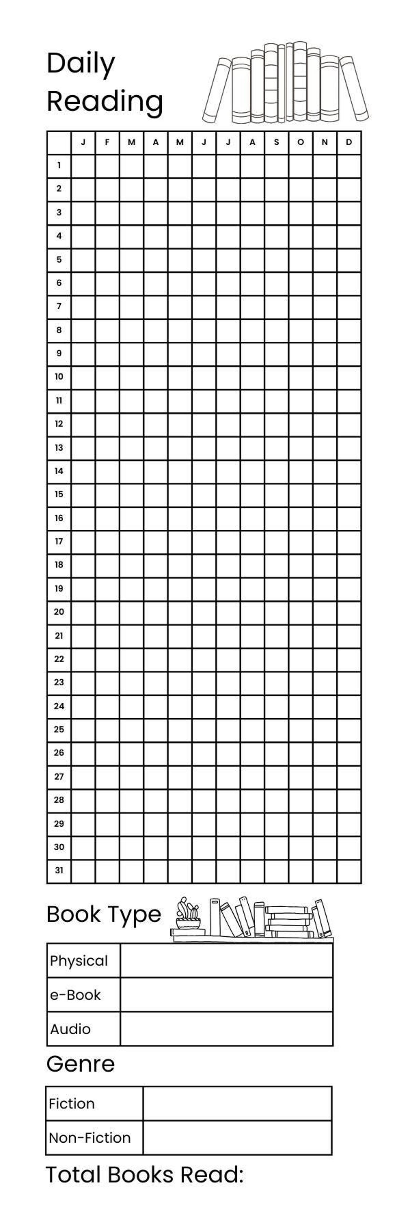 Printable Bookshelf Bookmark, Reading Habit Tracker Bookmark, Bookshelf ...