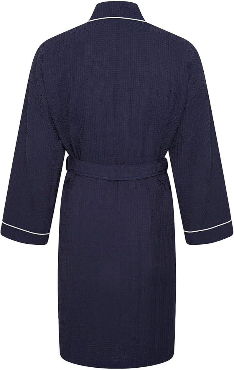 Mens Navy Blue Waffle Bathrobe: 100% Turkish Cotton Kimono Robe - Etsy UK