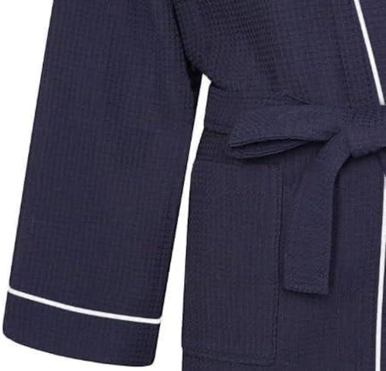 Mens Navy Blue Waffle Bathrobe: 100% Turkish Cotton Kimono Robe - Etsy UK