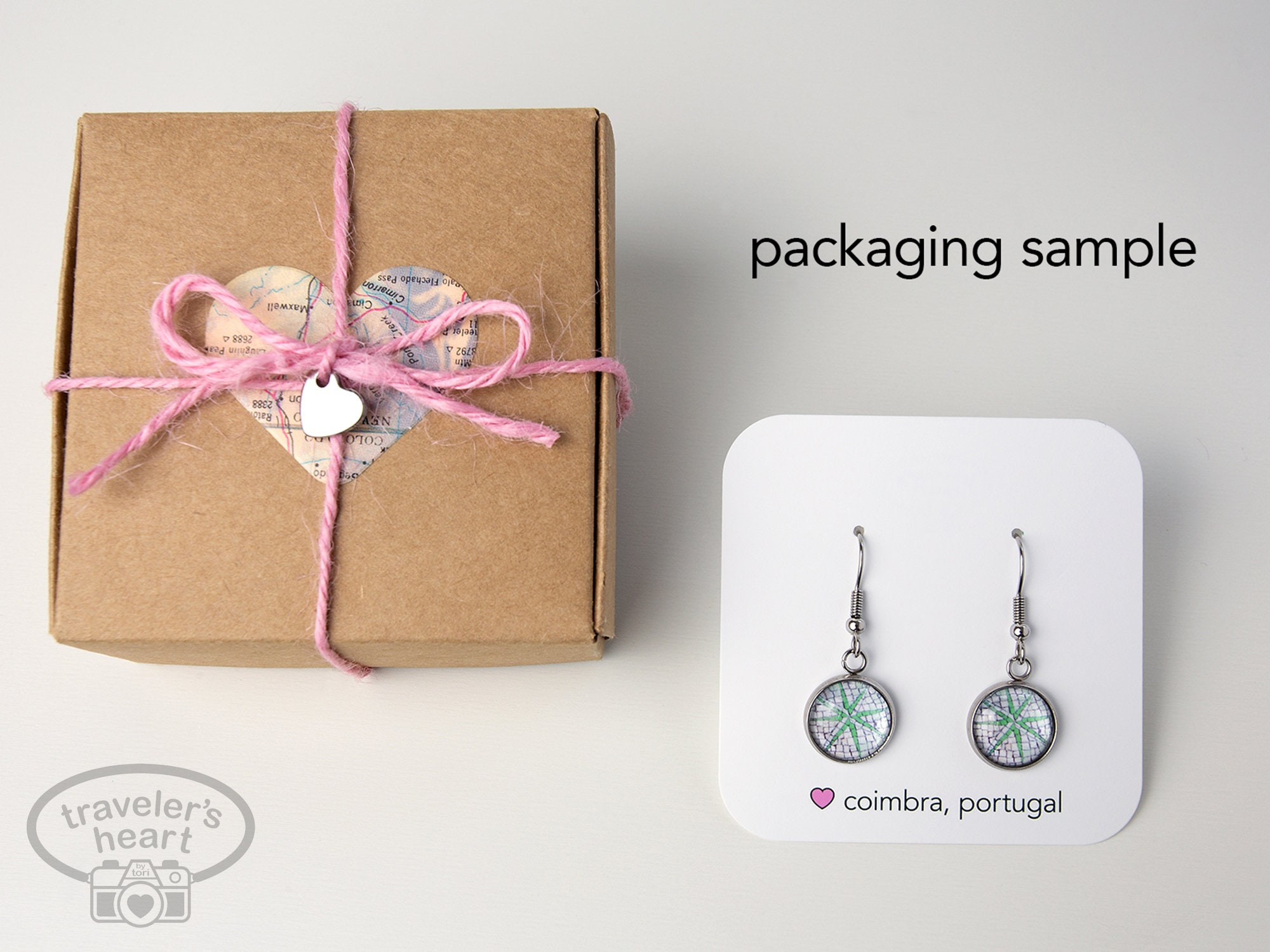 Unique Stainless Steel Tile Photo Earrings - Dangly Round Glass Bead ...