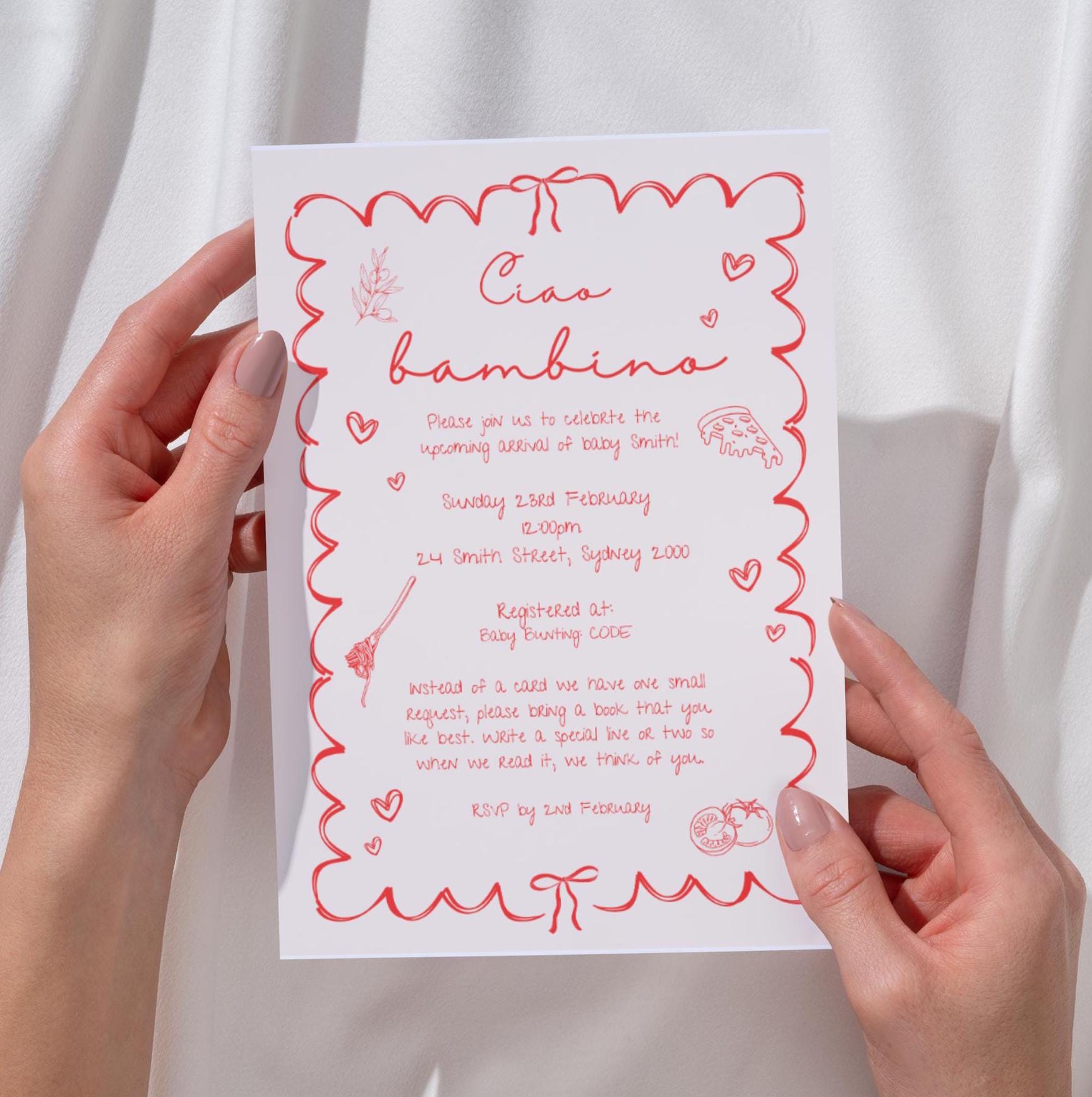 EDITABLE Italian Baby Shower Bundle | Invitation Plus FREE Game Cards ...