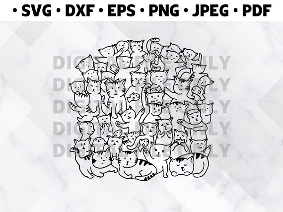Cat Line Art Cat SVG Cat Head SVG Cat Face SVG Cat Cut | Etsy