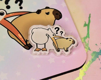 LTD TIME ONLY Confused Pelican Capybara Mini Acrylic Pin Cute - Etsy UK