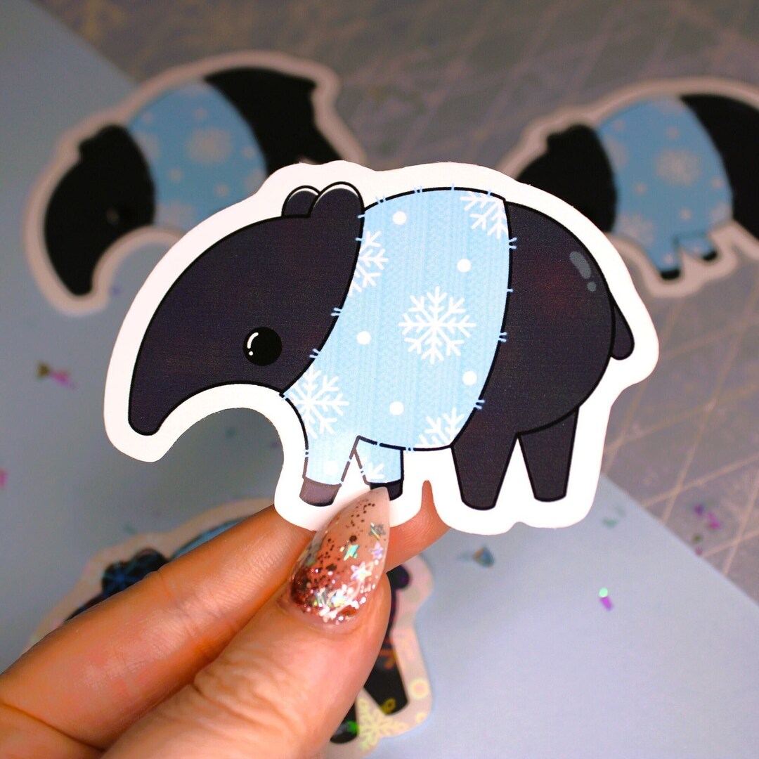Cute Tapir Stickers - Cute Animal Decal - Tiny the Baby Tapir Wearing a ...