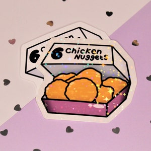 Chicken Nuggets Glossy or Holo Sticker, Nuggets, Waterproof Sticker ...