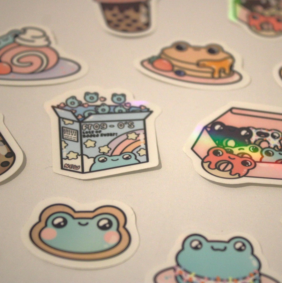 Kawaii Froggy Bakery Sticker Pack - Set of 8 Frog Themed Food Decals ...
