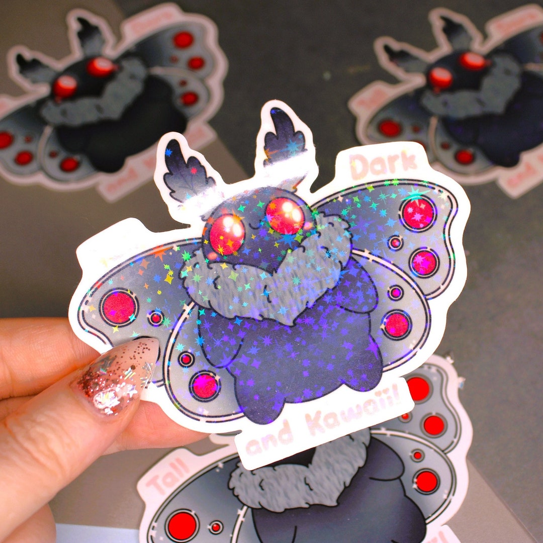 Kawaii Cryptid Mothman Sticker - Tall Dark and Kawaii! - Fun Gift for ...