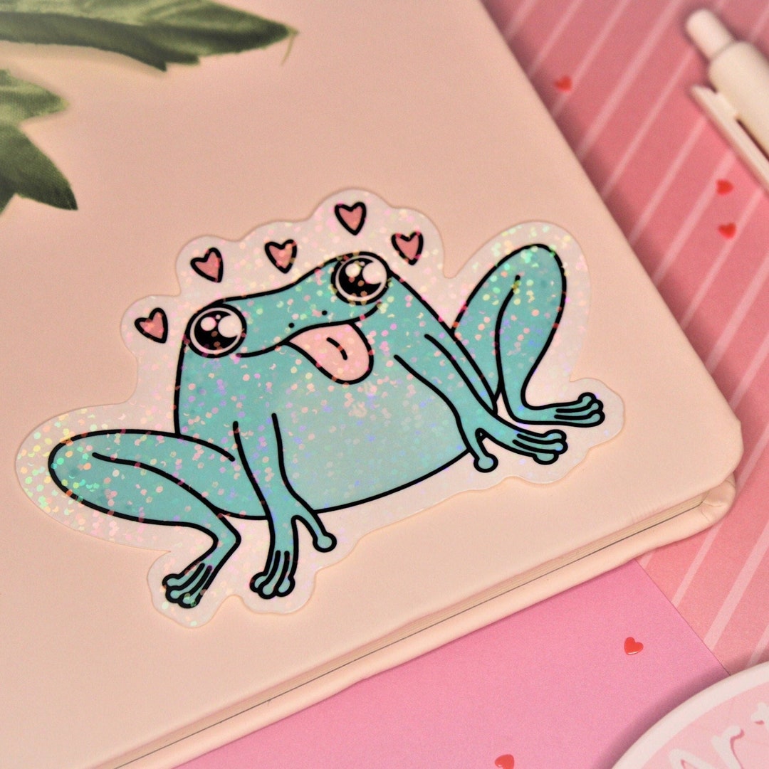 Adorable Derpy Frog Sticker - Funny Frog With Long Legs Sticker - Cute ...