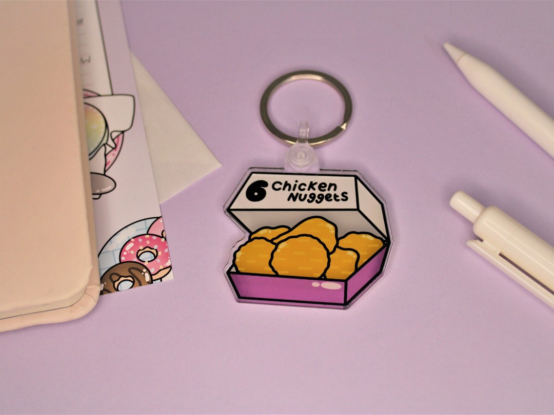 Chicken Nugget Keyring - Quirky Box of Nuggets Bag Charm - Food Lover ...