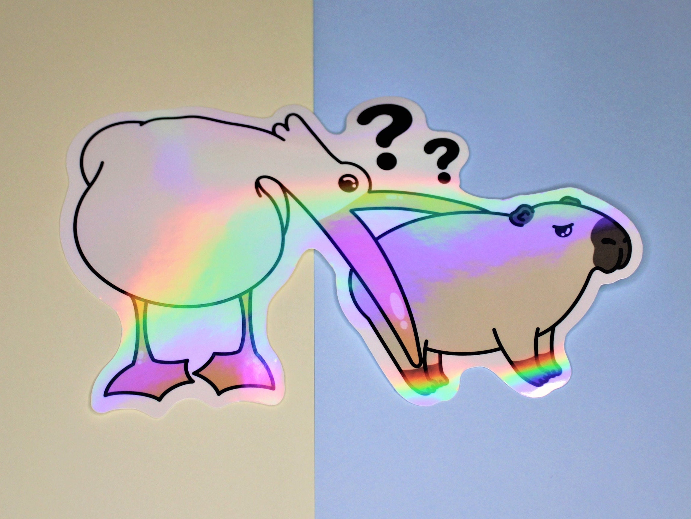 XL JUMBO Confused Pelican Capybara Glossy or Holo Sticker - Etsy Canada