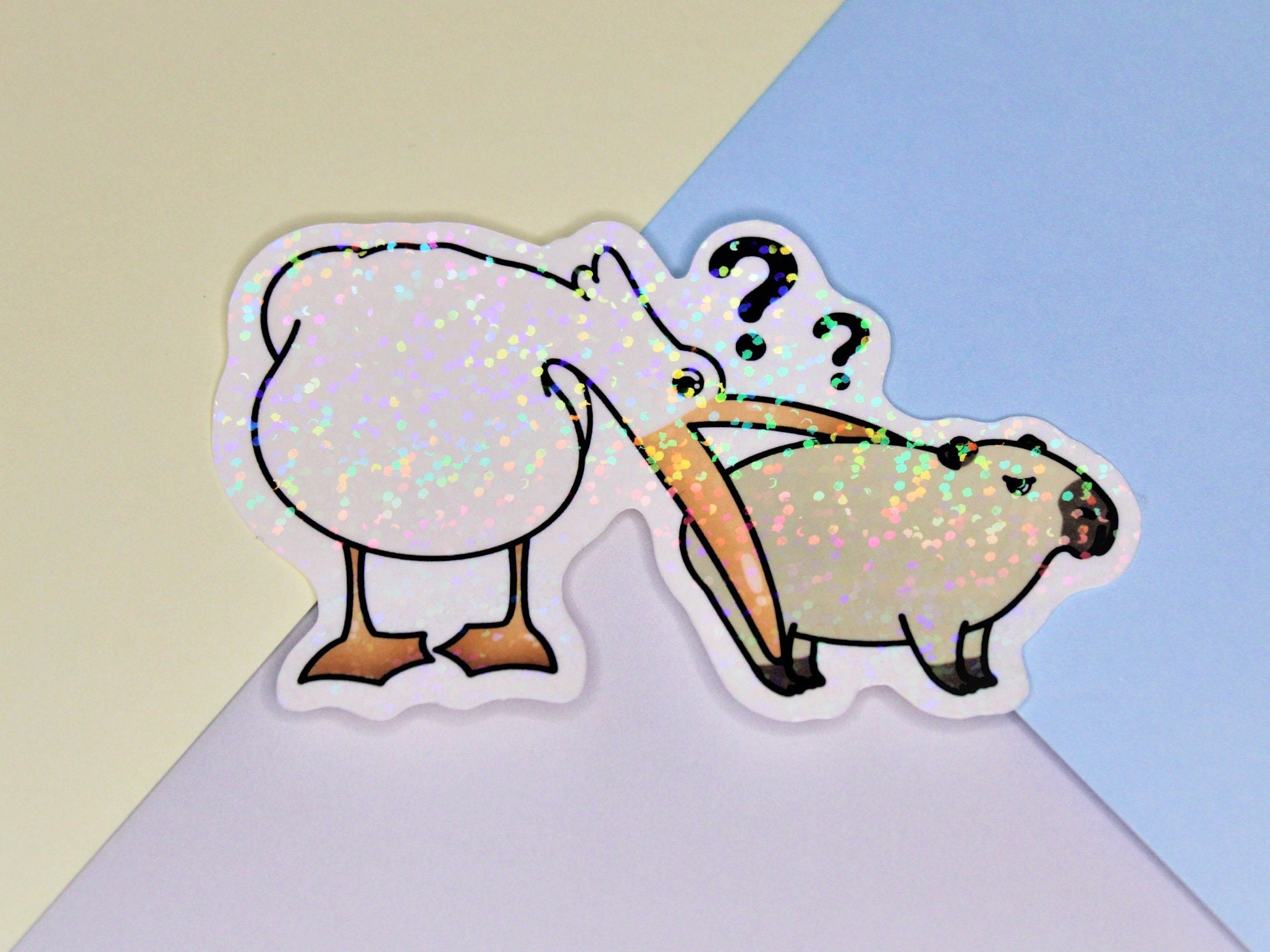 Confused Pelican Capybara Glossy or Holo Sticker Vinyl Decal - Etsy