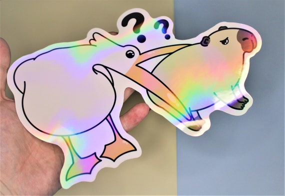 XL JUMBO Confused Pelican Capybara Glossy or Holo Sticker - Etsy Canada