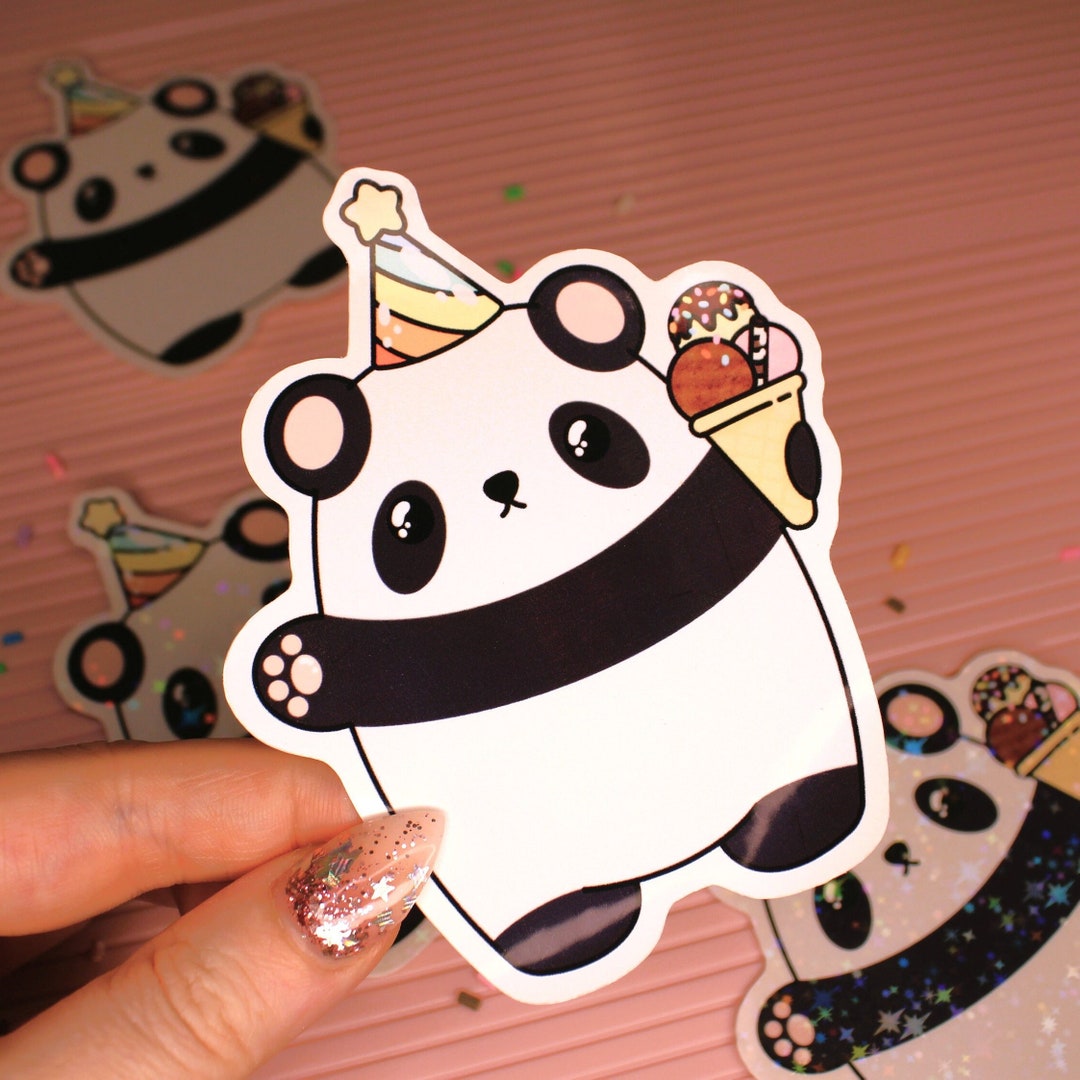 Cute Party Panda Sticker - Kawaii Animal Stickers - Bamboo the Panda ...
