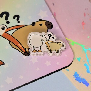 LTD TIME ONLY Confused Pelican Capybara Mini Acrylic Pin, Cute Kawaii ...