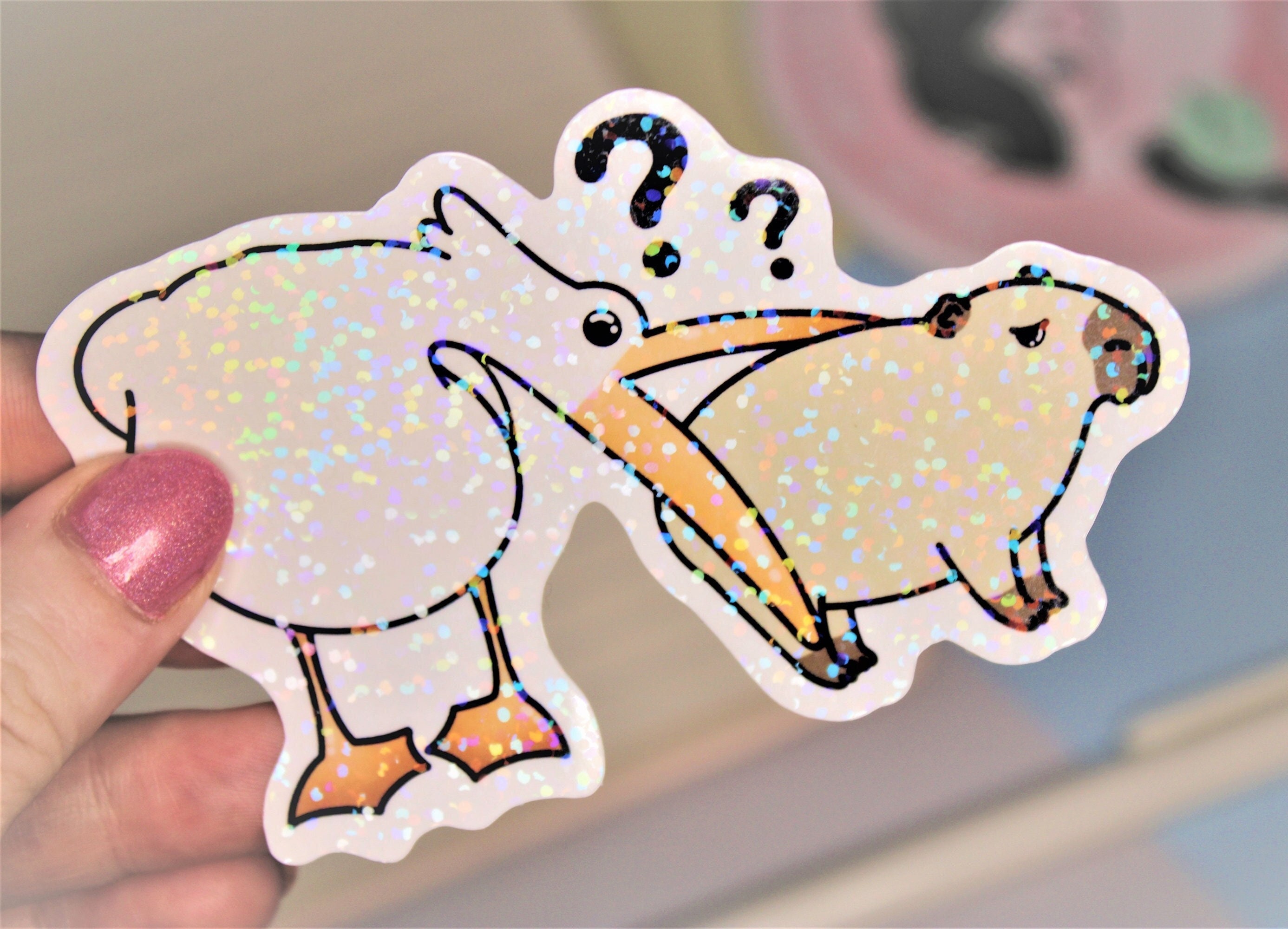 Confused Pelican Capybara Glossy or Holo Sticker Vinyl Decal - Etsy