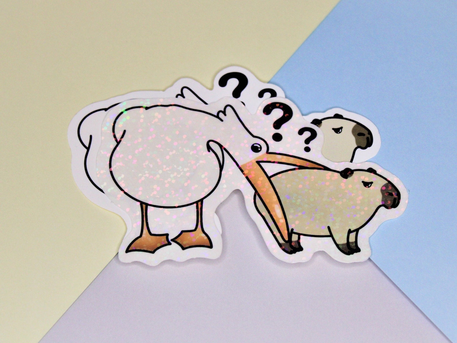 Confused Pelican Capybara Glossy or Holo Sticker Vinyl Decal - Etsy