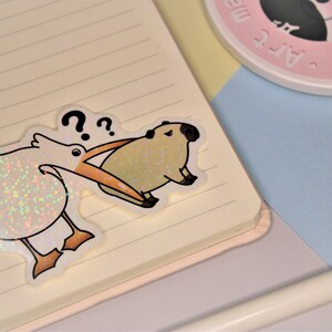 Confused Pelican Capybara Glossy or Holo Sticker Vinyl Decal - Etsy