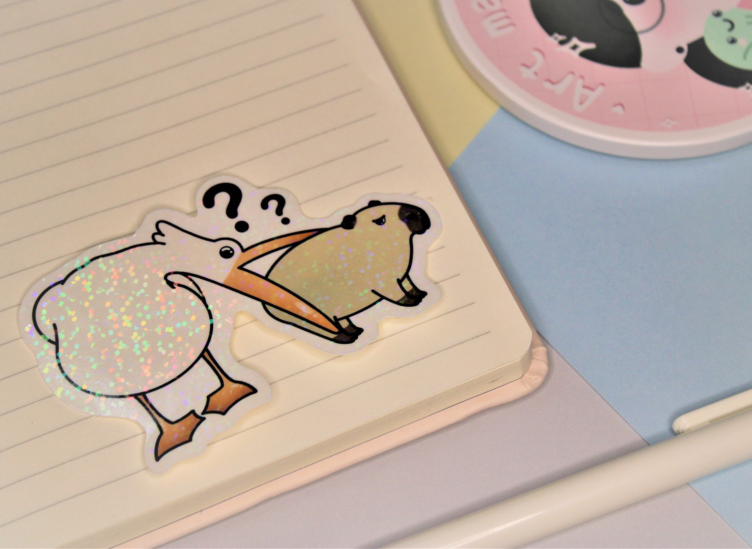 Confused Pelican Capybara Glossy or Holo Sticker Vinyl Decal - Etsy