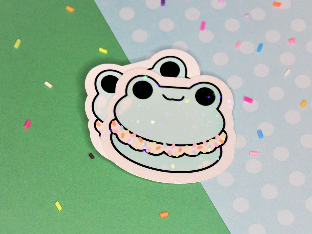 Kawaii Froggy Macaron With Rainbow Sprinkles Sticker - Cute Frog ...