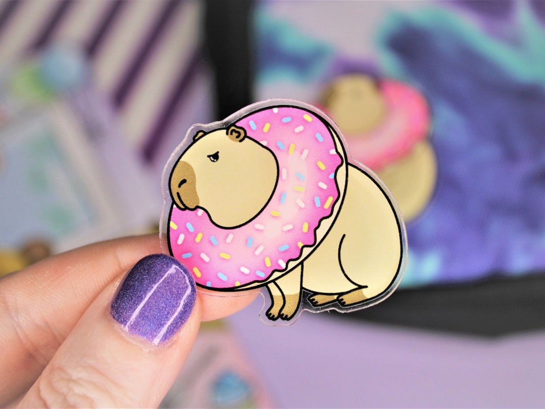 Charlie the Grumpy Capybara Doughnut Pin - Fun Animal Accessory ...