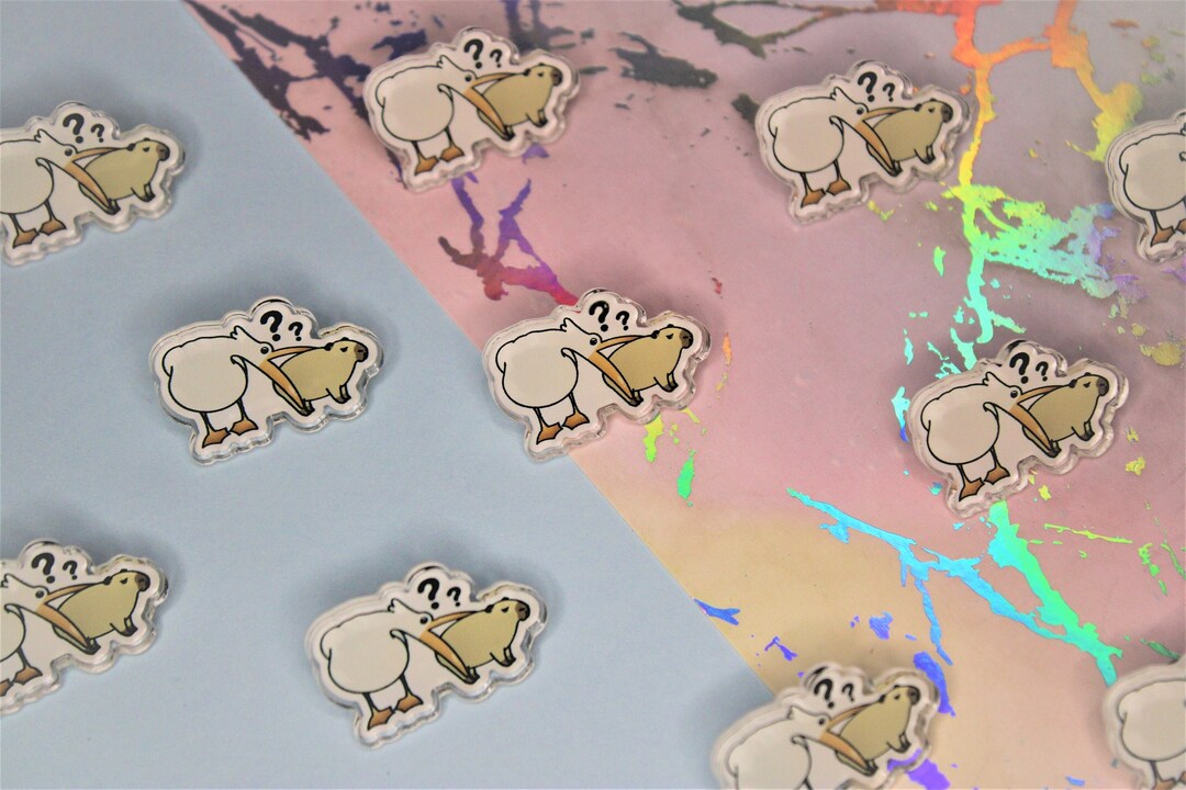 LTD TIME ONLY Confused Pelican Capybara Mini Acrylic Pin, Cute Kawaii ...