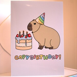 Cute Capybara Birthday Card - Capybirthday Greetings Card - Funny Card ...