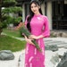 Magenta Hydrangea Chiffon Ao Dai Set 21c|pre-made Modernized Vietnamese ...