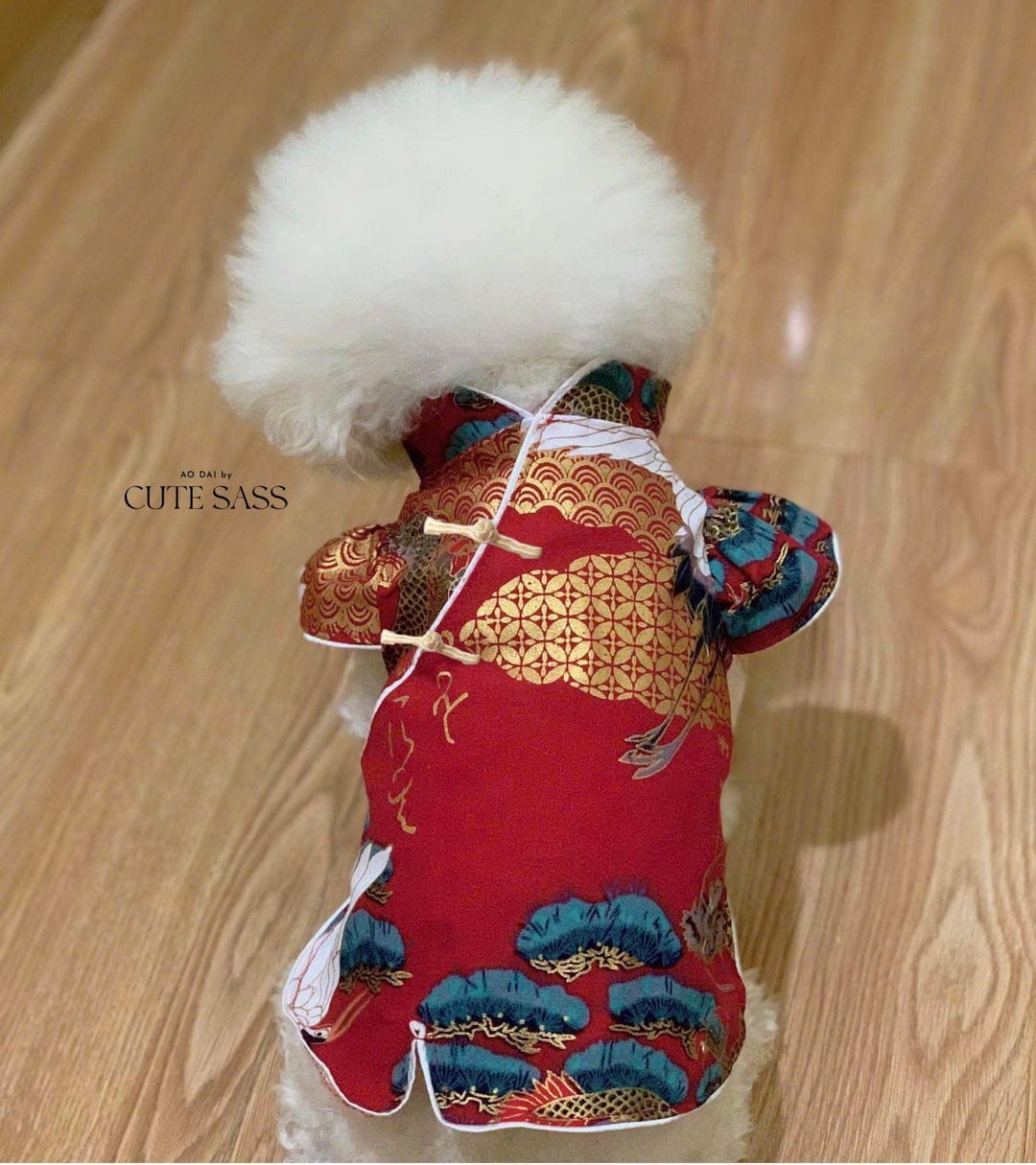 Pet Maroon Hac Patterns Ao Dai With Buttons 45B| Pet Asian Outfit ...