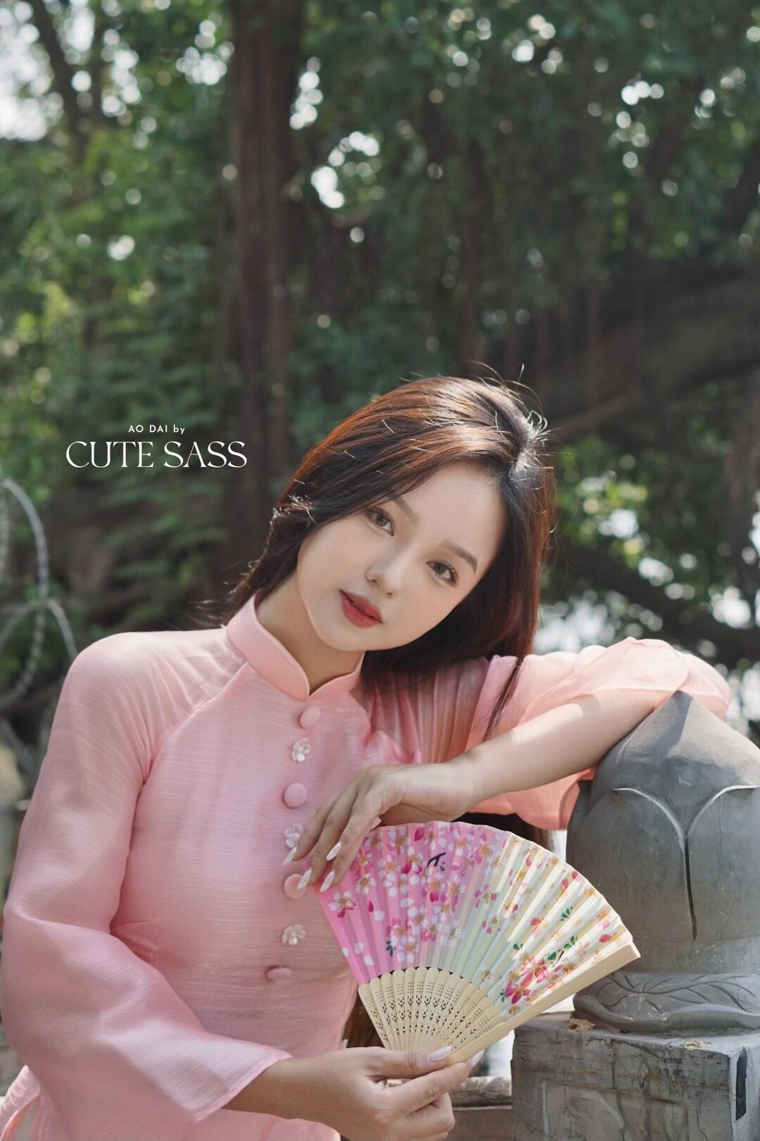 Pink Sparkle Button Slit Ao Dai Set 32d|pre-made Modernized Vietnamese Ao Dai| Ao Dai With Pants ...