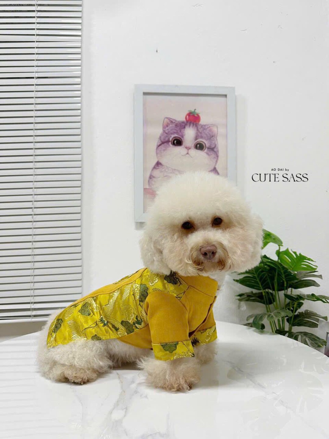 Pet Yellow Gam Tassel Ao Dai 14-15B Pet Ao Dai Costume Vietnamese Pet ...