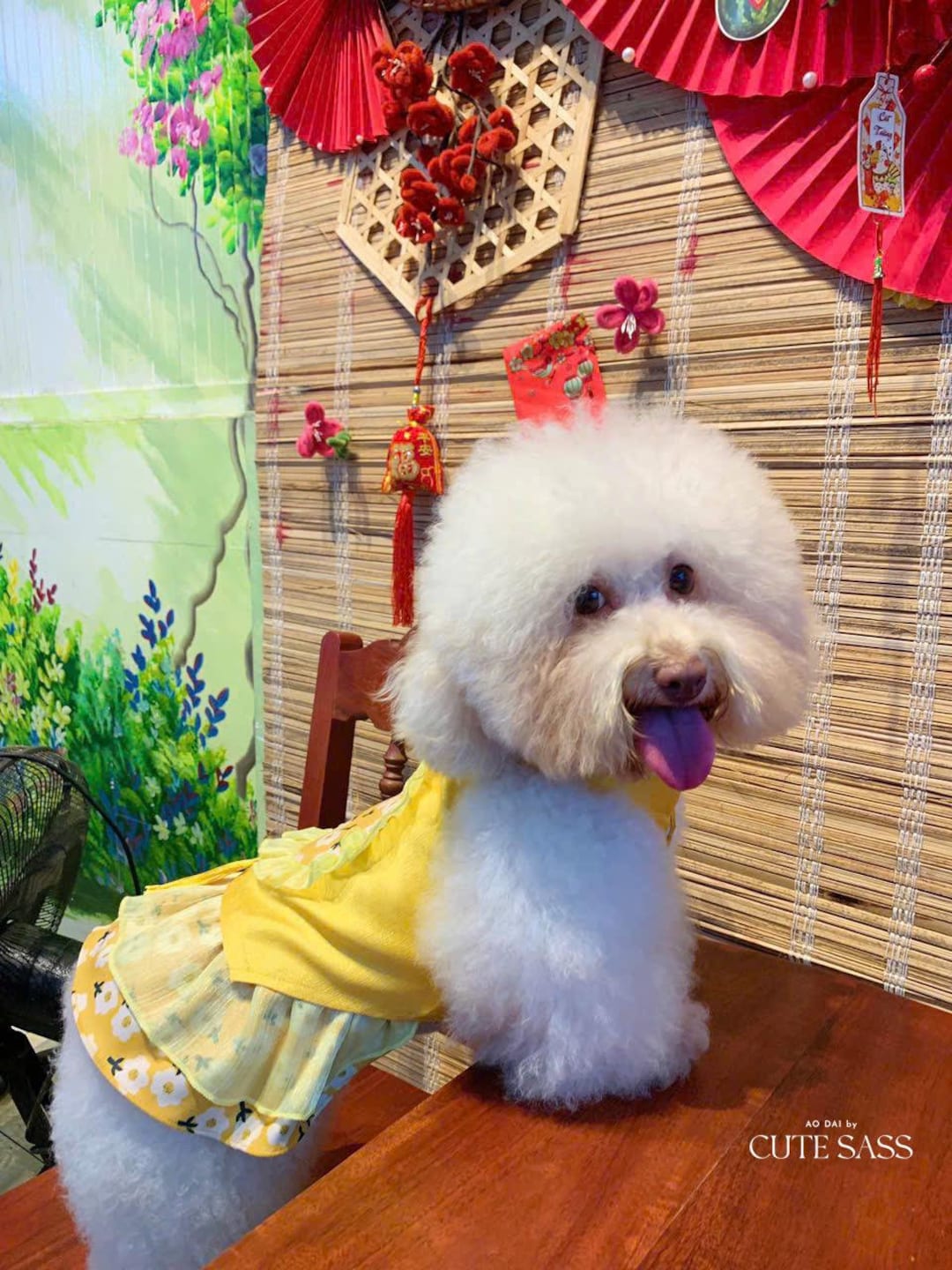 Pet Yellow Daisy Halter Ao Dai 3B Pet Ao Dai Costume Vietnamese Pet ...
