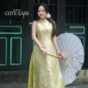 Yen - Golden Sakura Yem-inspired Ao Dai Top Only, No Pants 42-43C| Pre ...
