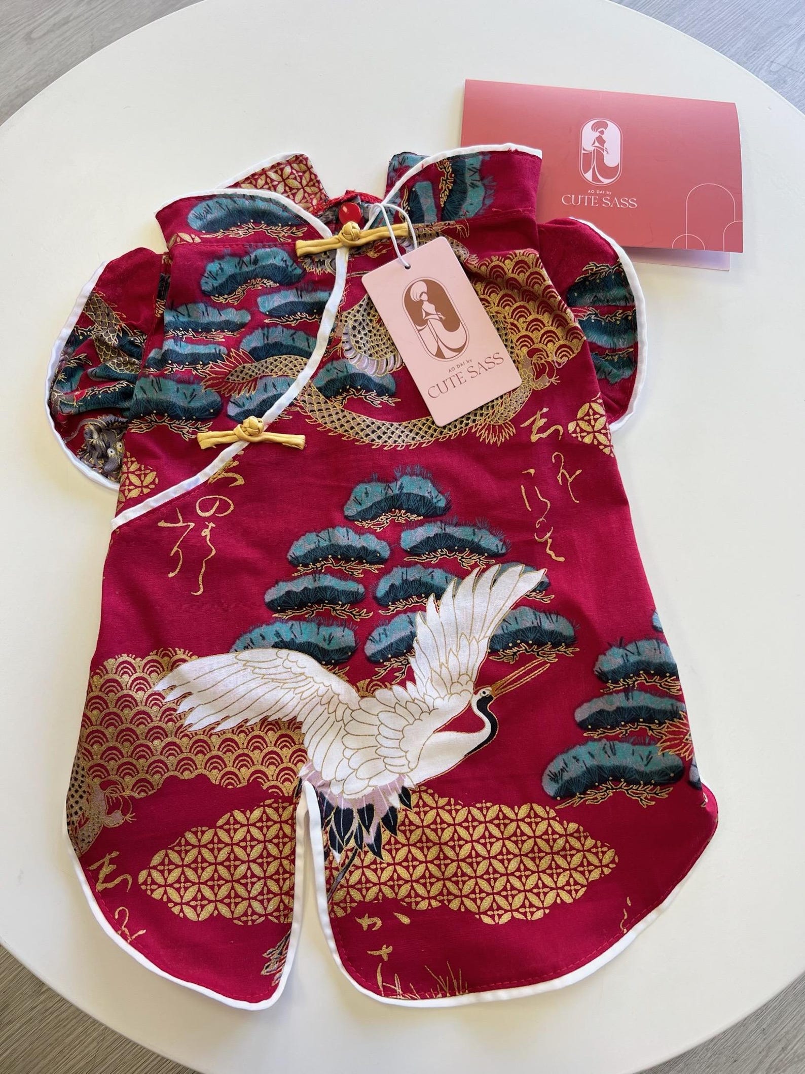 Pet Maroon Hac Patterns Ao Dai With Buttons 45B| Pet Asian Outfit ...