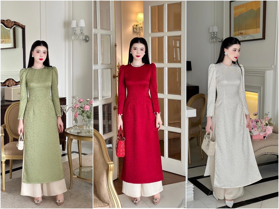 Pearl Silk Ao Dai Set (3 Colors)20d|pre-made Modernized Vietnamese Ao ...