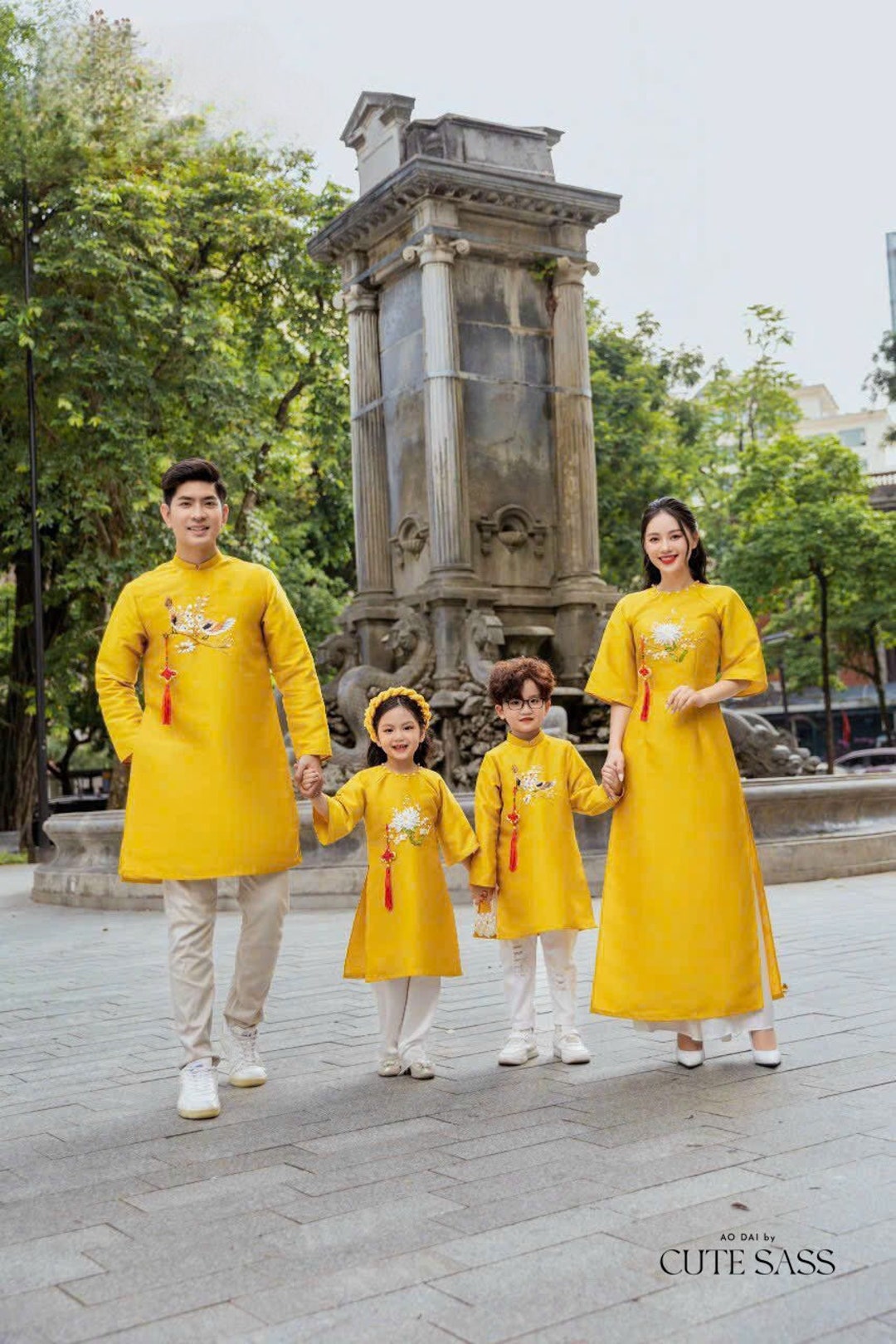 Family Yellow Ribbon Ao Dai Set (no Tassel, No Headband) 2E| Pre-made ...