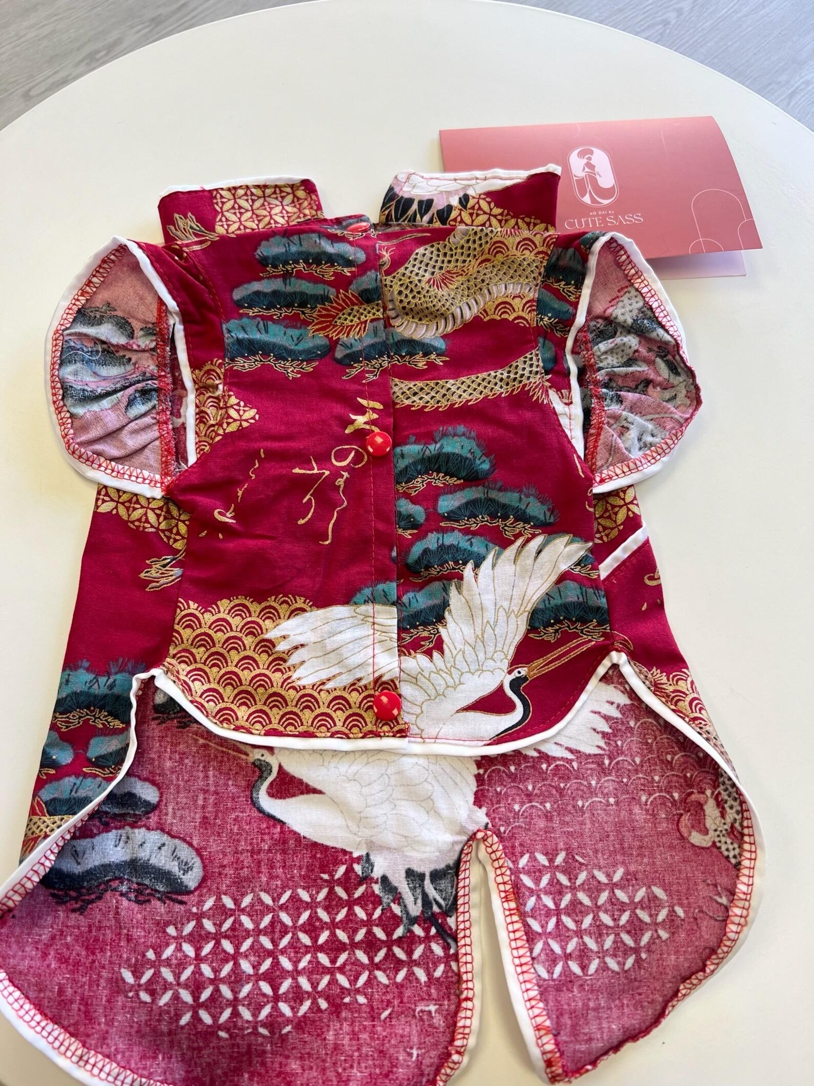 Pet Maroon Hac Patterns Ao Dai With Buttons 45B| Pet Asian Outfit ...