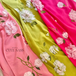 Hydrangea 3D Ao Dai Top Only, NO PANTS (4 Colors) 21c|pre-made ...